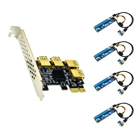 PCI-E Expansion Card PCI-E Riser Board 4 Ports USB Adapter Card 1 to 4 ...