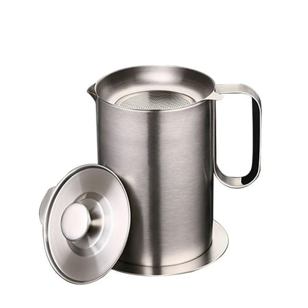 Oil Strainer Pot Bacon Grease Can 1.5L Stainless Steel Oil Keeper ...