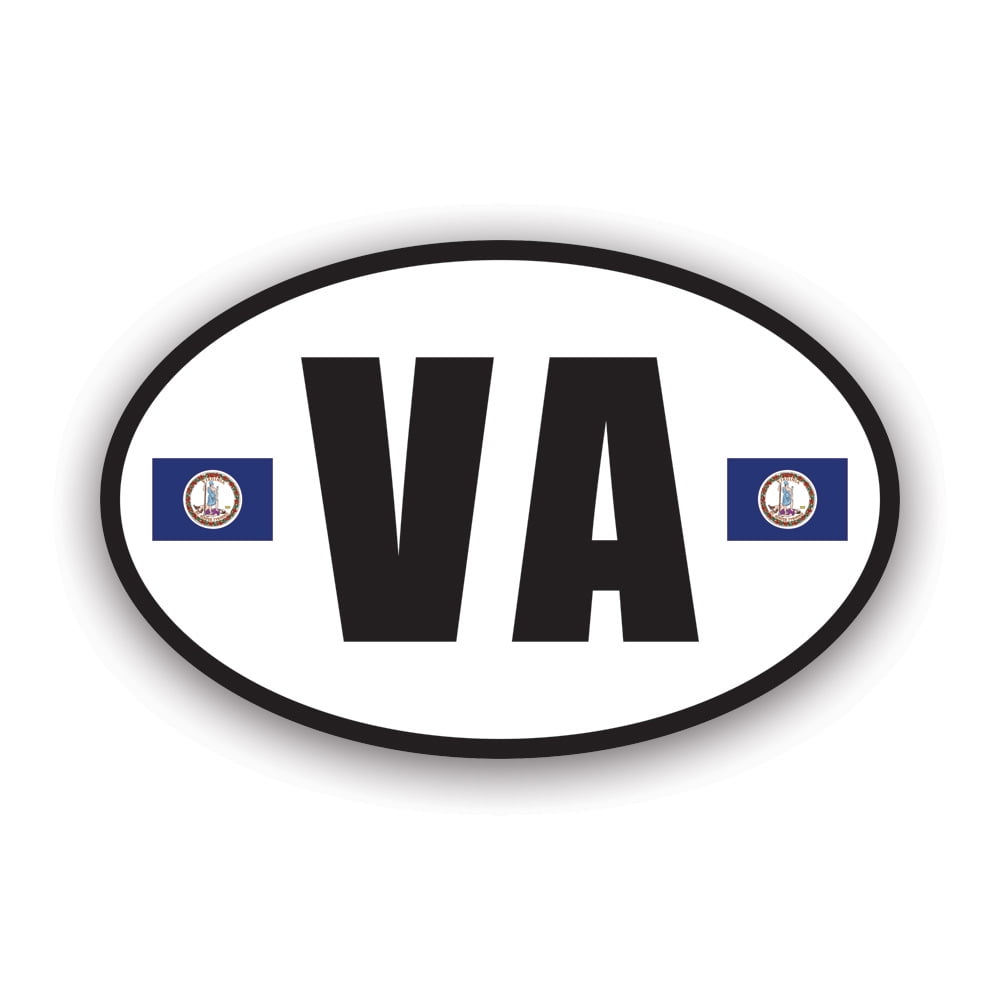 Virginia Flag Oval Sticker Decal - Self Adhesive Vinyl - Weatherproof ...