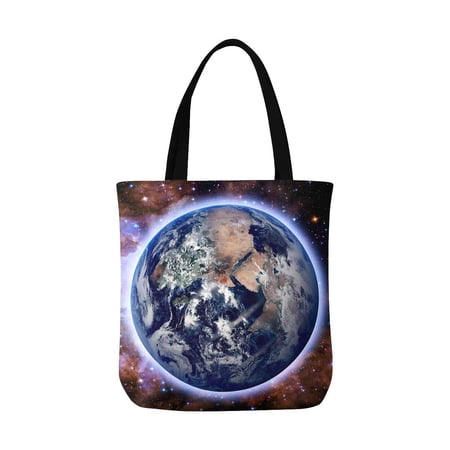 HATIART Planet Earth and Stars in Space Galaxy Washable Canvas Tote Bag ...