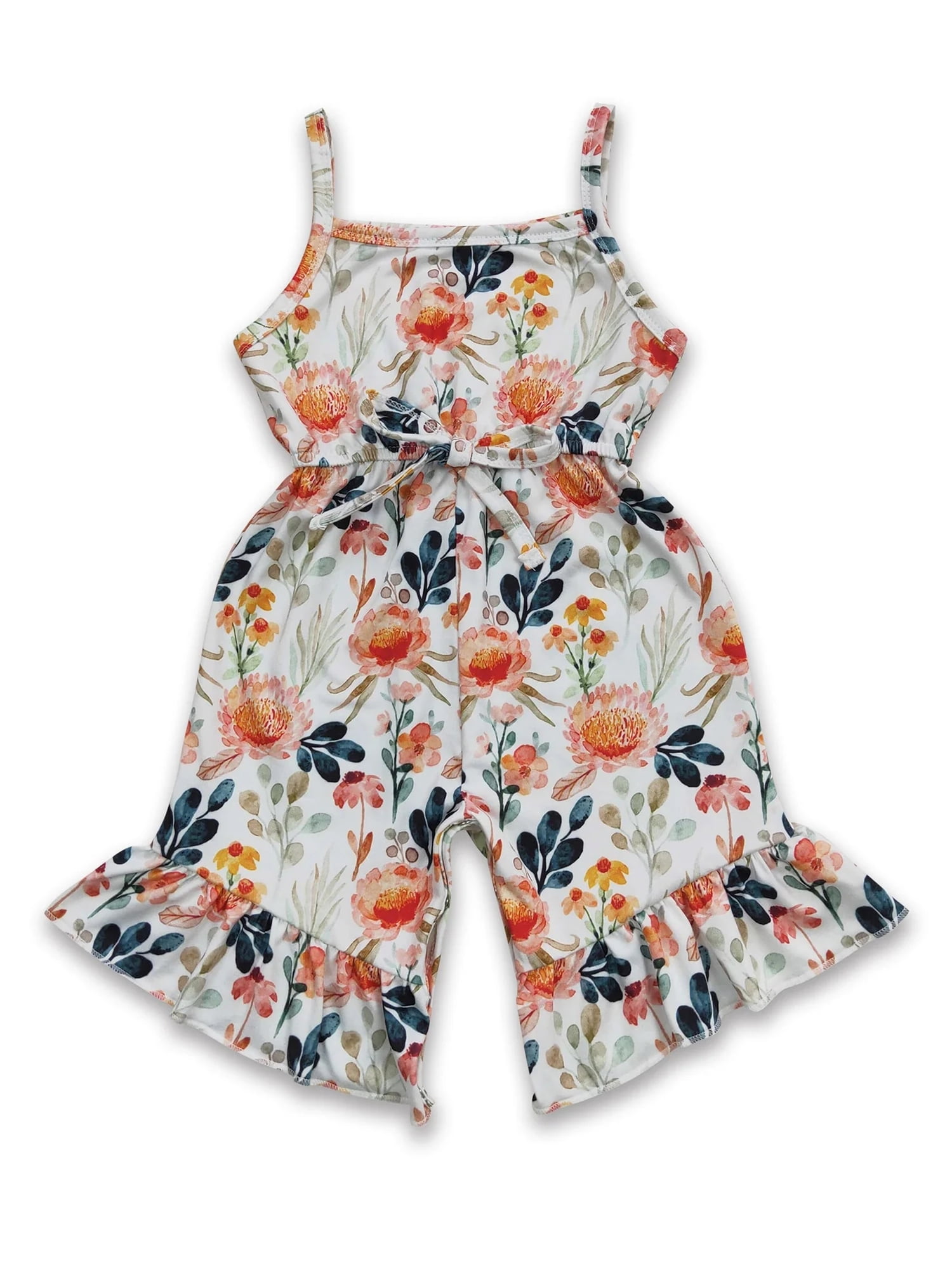 YAWOO Summer Toddler Girls Flower Ruffle Jumpsuit Kids Playsuit Romper ...
