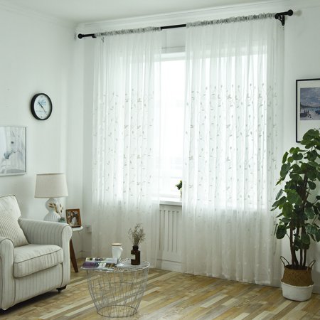 facefd Translucent Gauze Willow Leaf Blind Embroidered Voile Curtain ...
