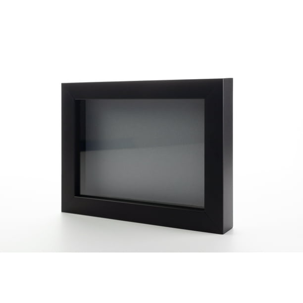 8x10 Shadow Box Frame Painted Black Real Wood with a Grey Acid-Free ...