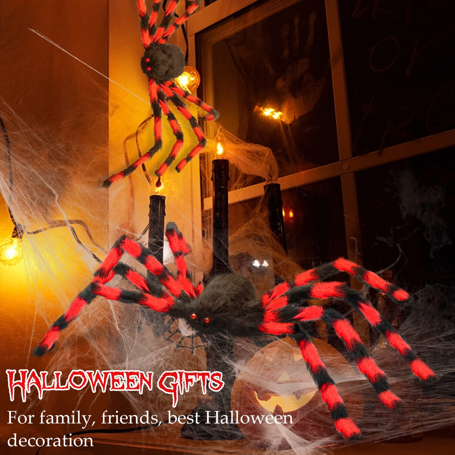 Halloween Giant Spider Web Stretch Party Light Up Cobweb Props Haunted ...