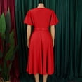 Aeguzox summer Dresses for Women Round Neck Puff Sleeve Belted Flared ...