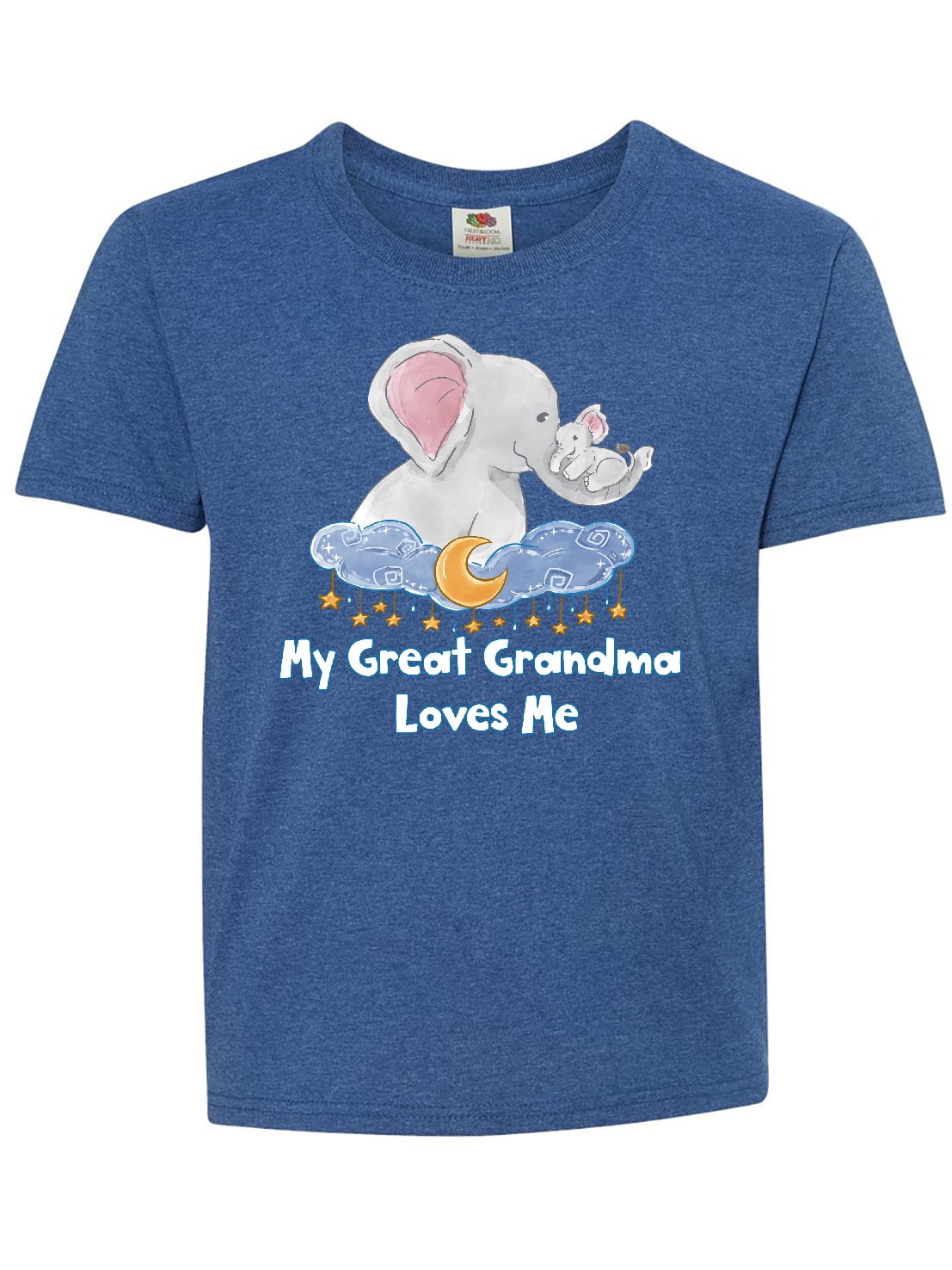 Inktastic My Great Grandma Loves Me Cute Elephants Clouds Moon Stars Youth T-Shirt - Walmart.com