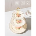 3 Tier Rose Ceramic Cake Stand for Wedding and Tea Party Dessert ...