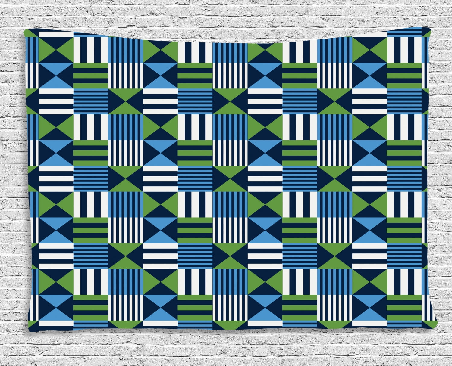 Geometric Tapestry, Checks Pattern Mosaic of Squares with Triangles and ...