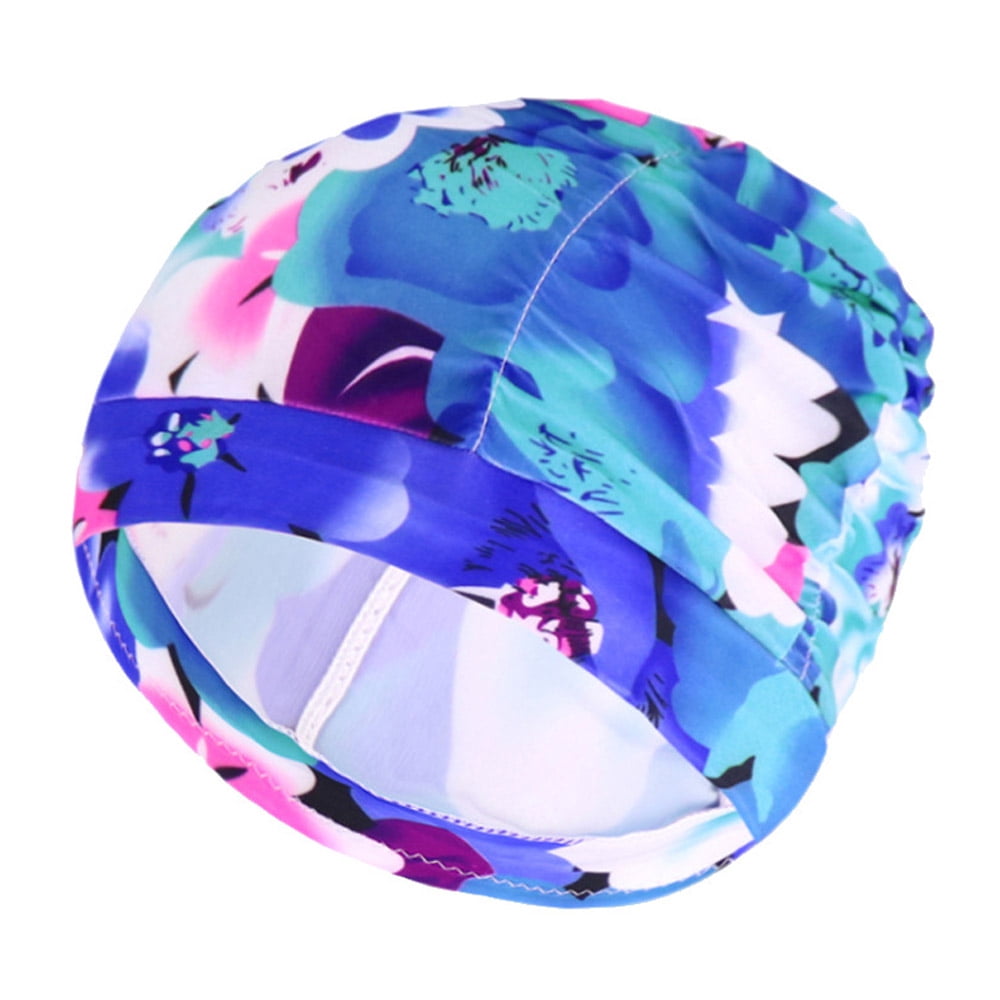 Swim Caps for Women Swimming Turban Polyester Latex Lined Pleated for ...