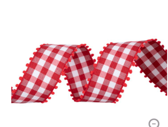 Gingham Red Ribbon With Pom Pom Edge 1 1/2 inch Craft DIY Projects ...