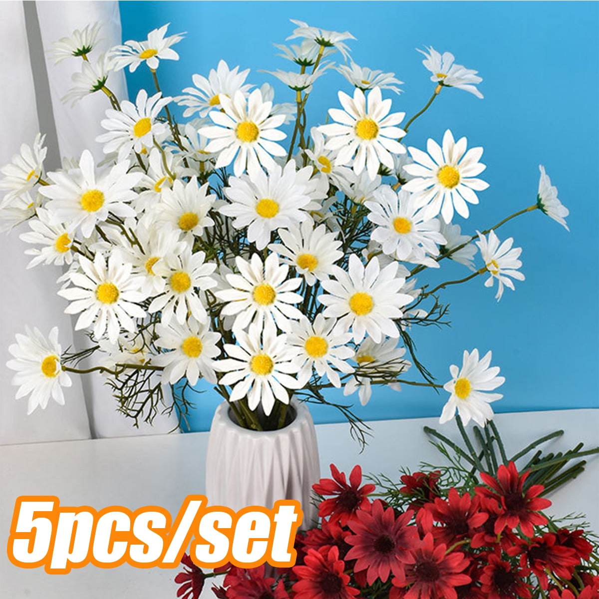 Cheers US 5Pcs Artificial Flowers Artificial Daisy Flowers Bundles ...