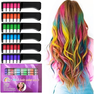 Sanmadrola Washable Hair Chalk Comb, Temporary DIY Hair Dye for Kids, 6 ...