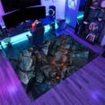 3D Stone Rock Area Rugs, Dark Gray Texture Carpet, Washable Non Slip ...