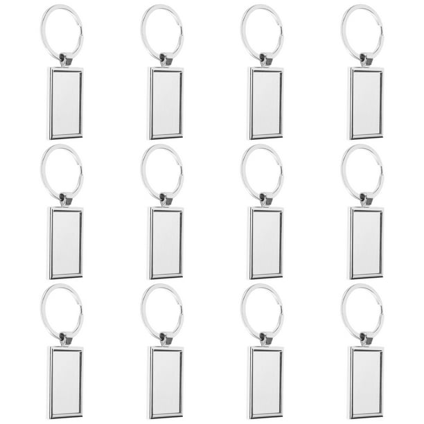 Symkmb 12 Pieces Sublimation Blank Keychain Rectangle Metal Heat ...