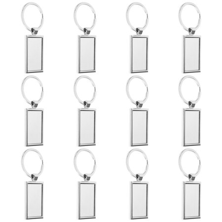 Symkmb 12 Pieces Sublimation Blank Keychain Rectangle Metal Heat ...