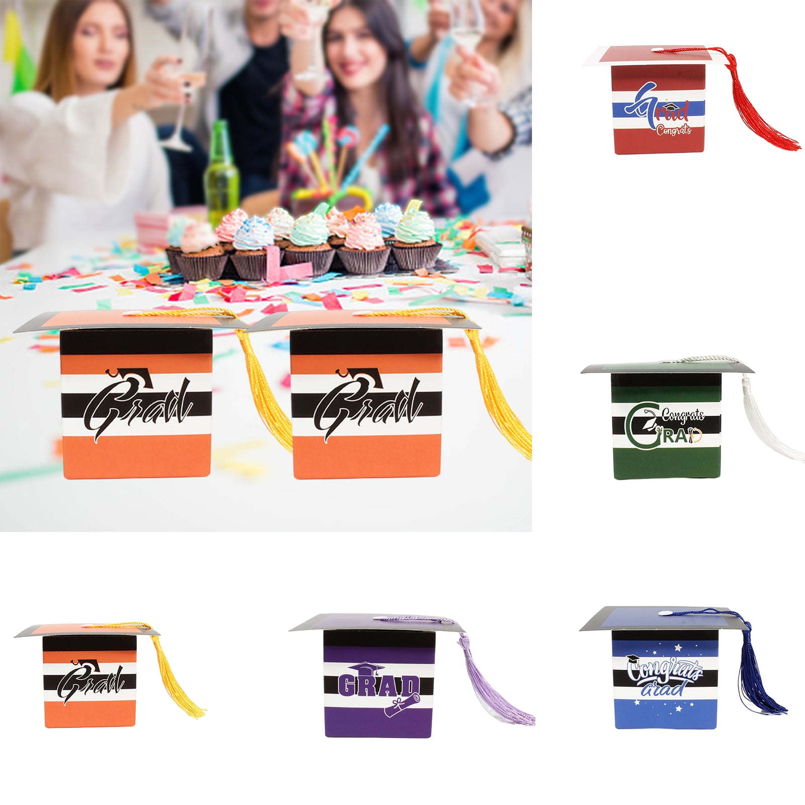 Hesroicy Set of 12 Creative Graduation Candy Boxes with Striped ...