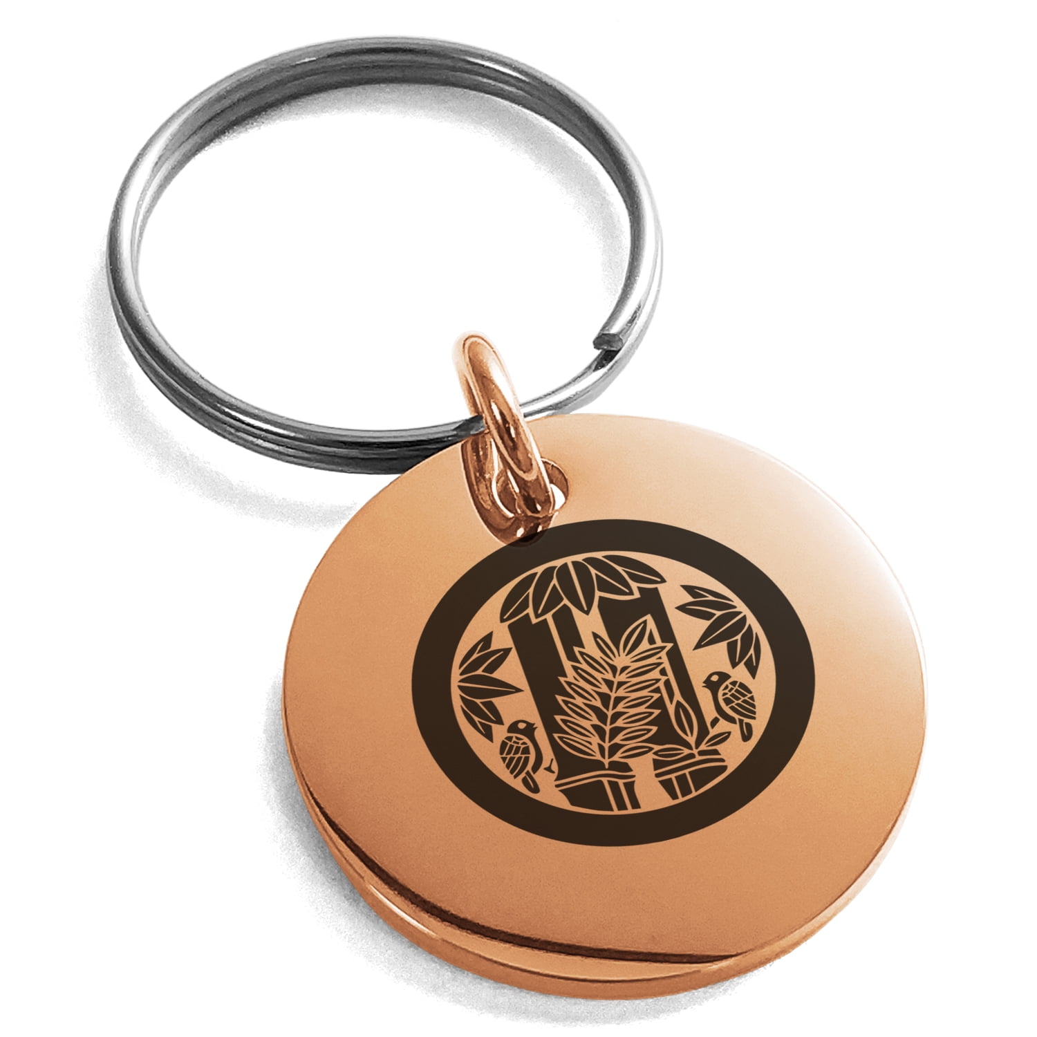 Stainless Steel Torii Samurai Crest Engraved Small Medallion Circle ...