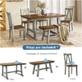 6-Piece Farmhouse Dining Set with Table, 4 Chairs, and Bench, Solid ...