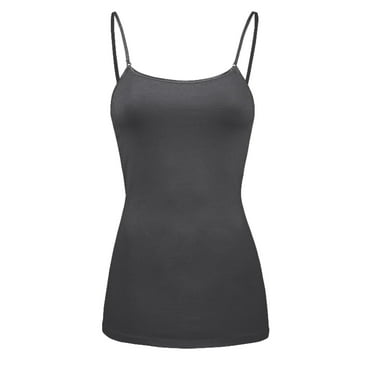 Charmo Women's Cotton Camisole Shelf Bra Cami Spaghetti Straps Tank Top ...