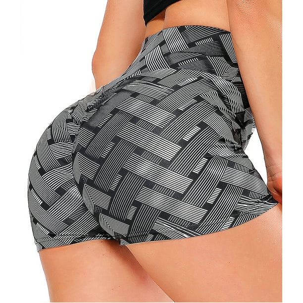 Seasum Womens High Waist Printed Yoga Shorts Tummy Control Butt Lift