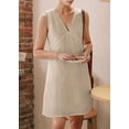 ieFashion Cotton Linen Womens Dresses Sexy V-Neck Sleeveless Basic Tank ...