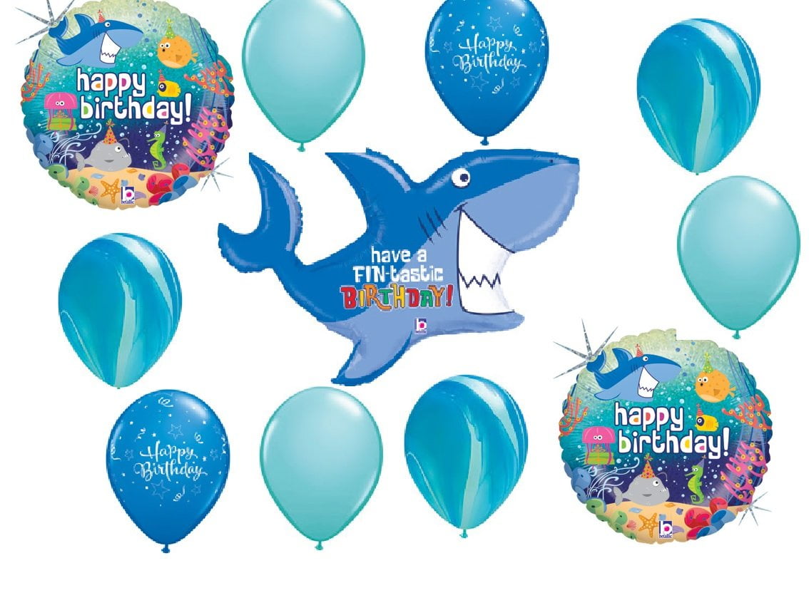 11pc BALLOON set SHARK birthday FIN-tastic PARTY favors OCEAN theme ...