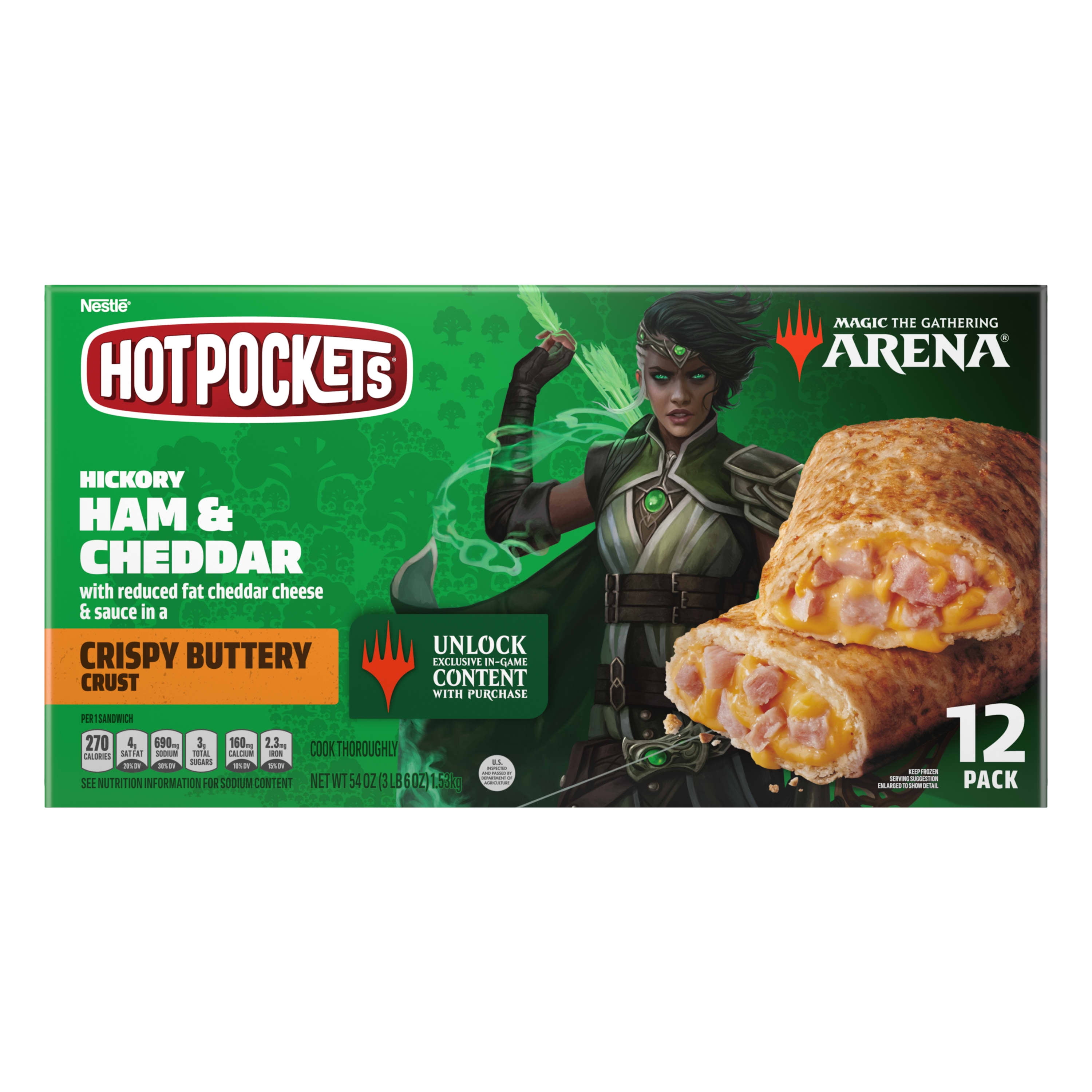 Hot Pockets Frozen Snacks Hickory Ham and Cheddar Crispy Buttery Crust ...