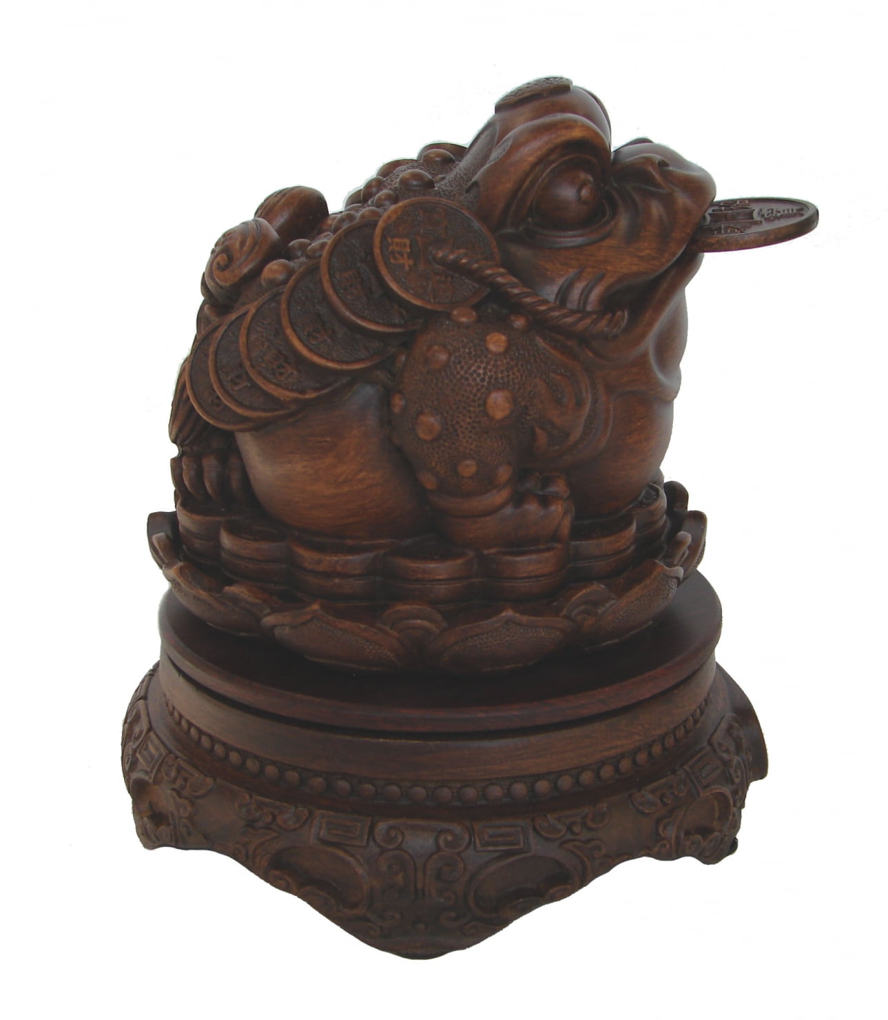 Feng Shui Money Toad Three Legged Toad Statue Sitting on Coins and ...