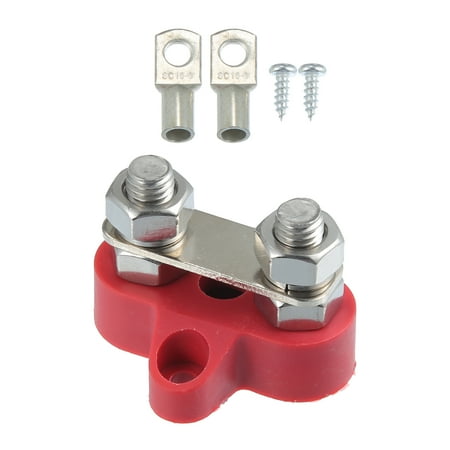 Unique Bargains 1 Set Bus Bar M8x1.25 Terminal Block Power Dual Stud Battery Junction Post for ...