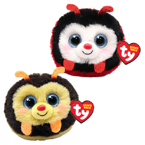 SET OF 2 Ty Puffies (Beanie Balls) - IZZY the Ladybug & ZINGER the Bee ...
