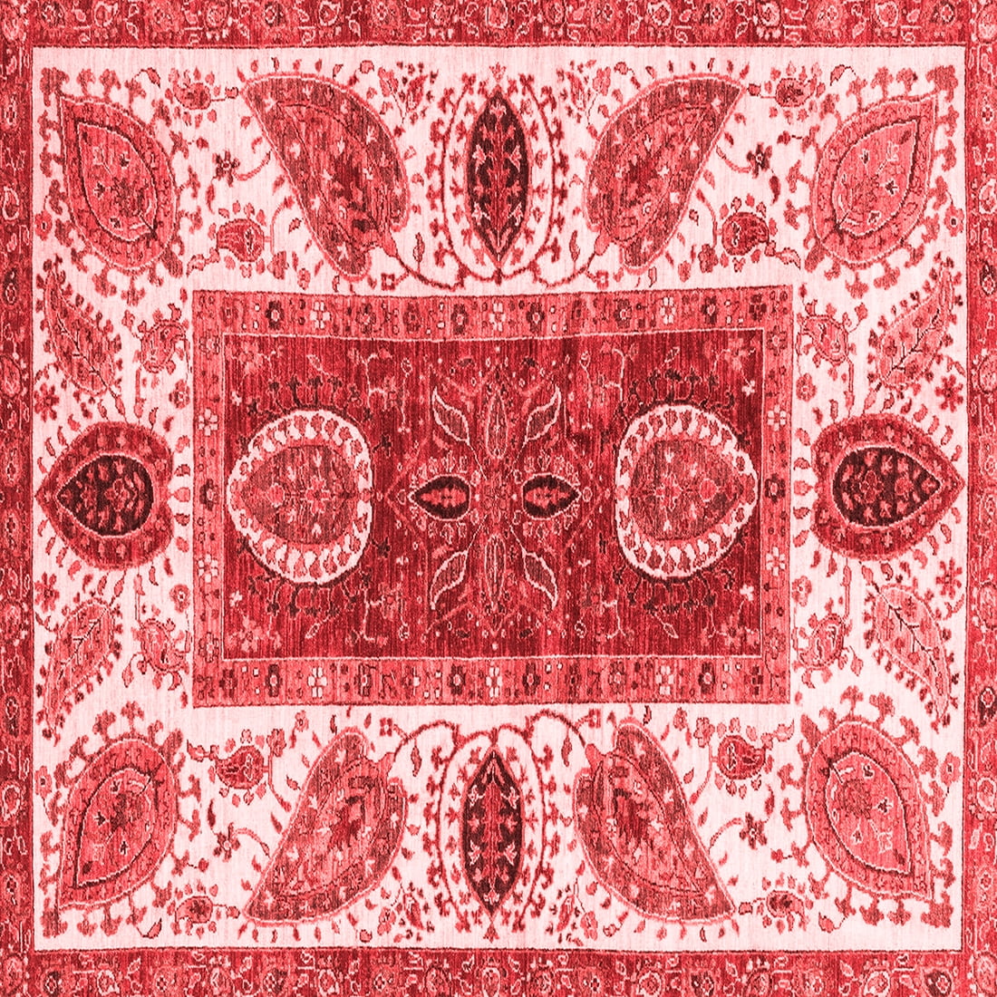 Ahgly Company Indoor Square Abstract Red Modern Area Rugs, 6' Square ...