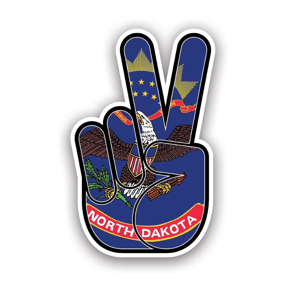 North Dakota State Shaped Peace Sign Sticker Decal - Self Adhesive Vinyl - Weatherproof - Made ...