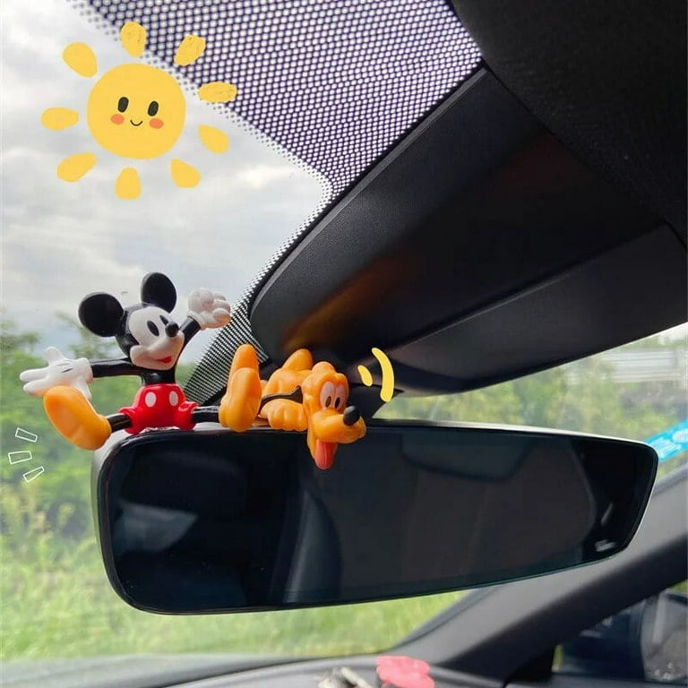Disney Mickey Anime Car Interior Dashboard Ornament Auto Cute Kawaii animal Model Cars Display Screen Funny Decor Accessories Mickey