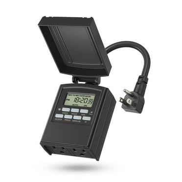 GE 7-Day Programmable Digital Timer, 1 Outlet Grounded, Plug-In Indoor ...