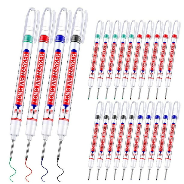 24 Pieces Deep Hole Marker Pens 20 mm Multi Construction Marker Long ...