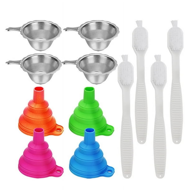 Juego de 4 embudos plegables de silicona para cocina, pequeños y ...