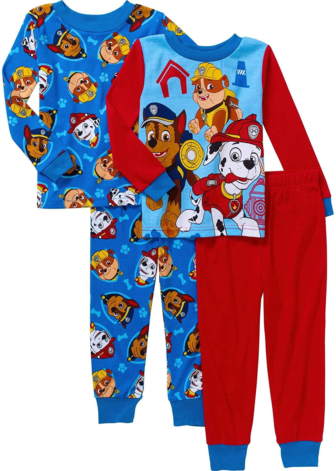 Nickelodeon Paw Patrol 4 PC Long Sleeve Tight Fit Cotton Pajama Set Boy Size 5T - Walmart.com
