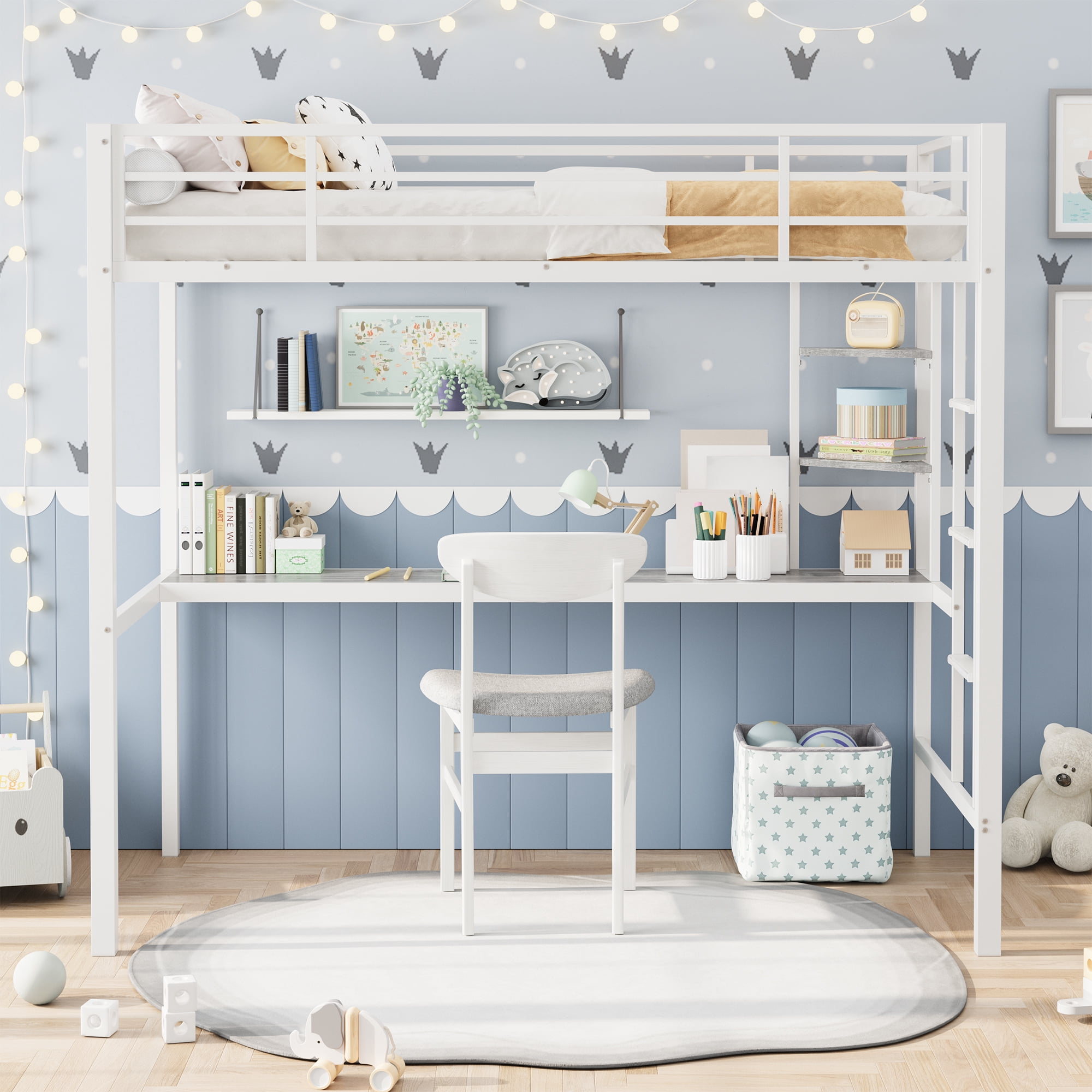 Click here for Strundghti Twin Size Metal Loft Bed With Desk And... prices