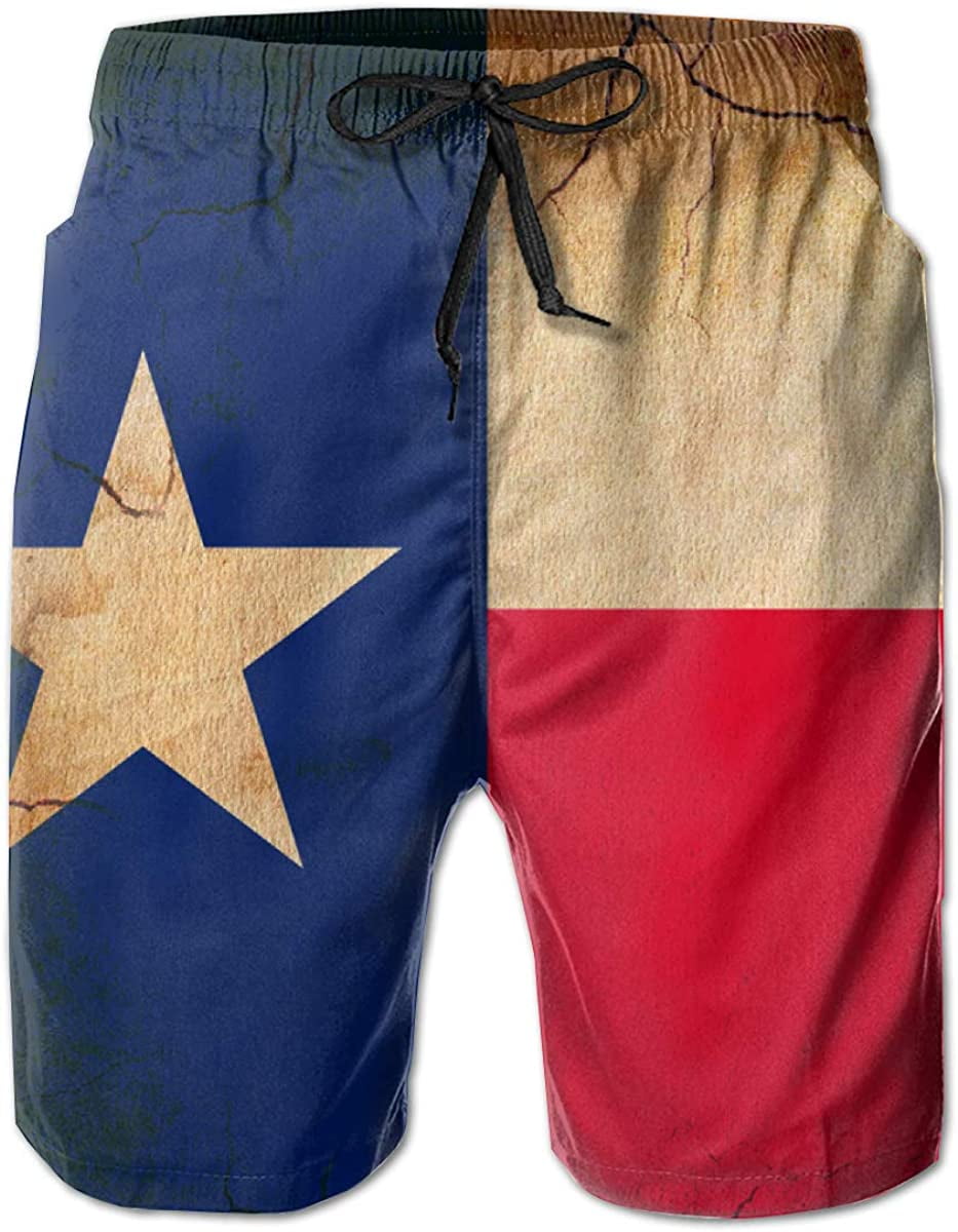 Men's Texas-Flag-Retro-Crack Beach Shorts Swim Trunks Quick Dry Half ...