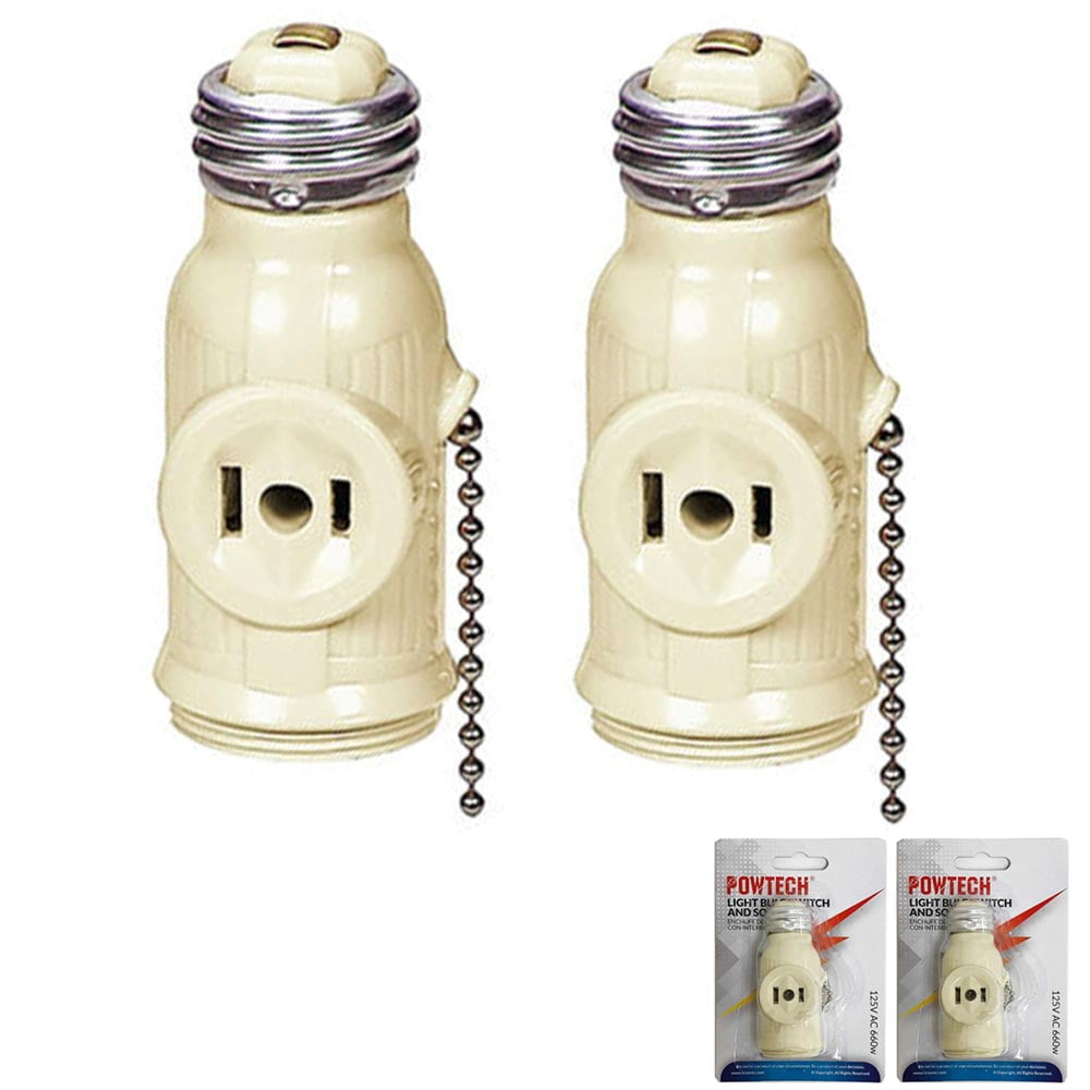 2 Ivory Light Bulb Socket Switch Converter Lampholder Plus Pull Chain 2 ...