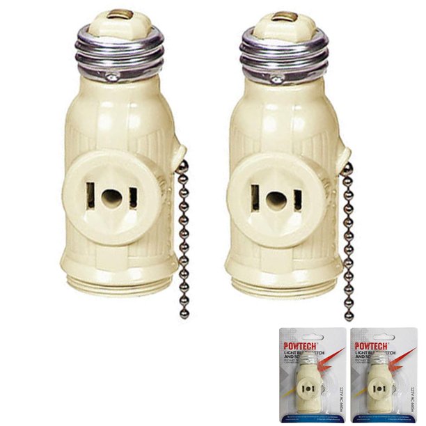 2 Ivory Light Bulb Socket Switch Converter Lampholder Plus Pull Chain 2 ...
