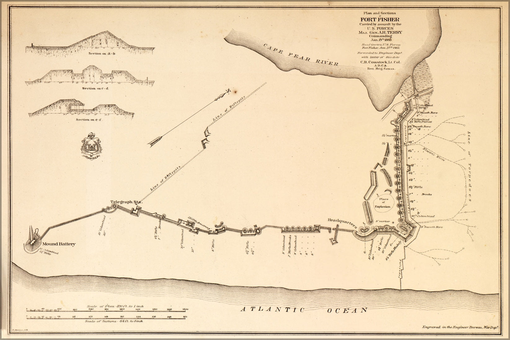 24"x36" Gallery Poster, map Plan of Fort Fisher north carolina ...