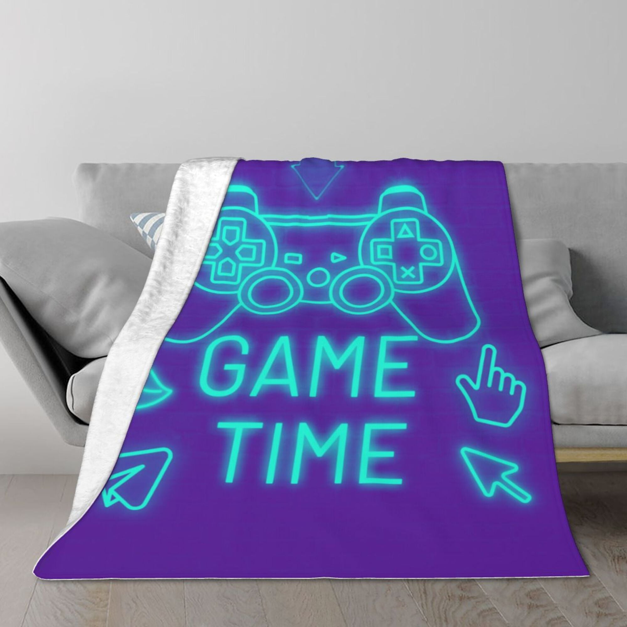 TEQUAN Double Layer Plush Bed Blanket, Gamer Time Gamepad Pattern Cozy ...