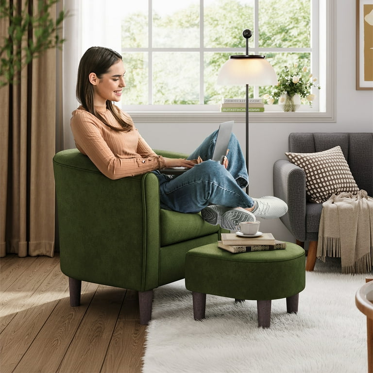 LINSY HOME Velvet Accent Chair with Ottoman for Living Room Olive Green Shop Black Friday Deals for 2024 Walmart