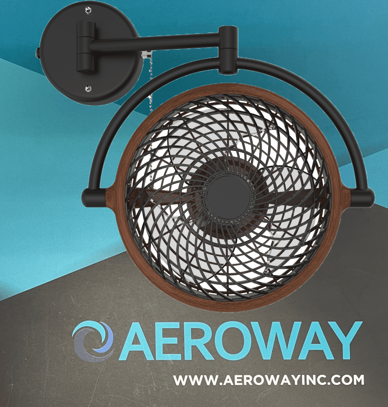 Circulation Fan with Adjustable Folding Arm / VIVI / Walnut Swivel U ...