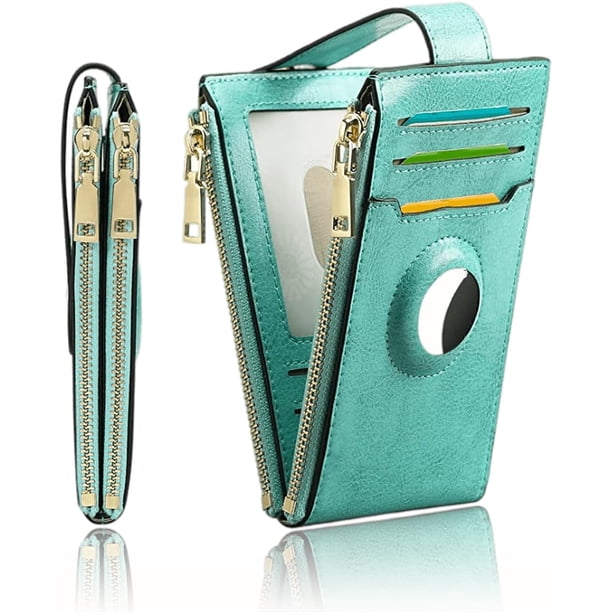 Women's AirTag Compatible Wallet Genuine Leather Bifold Ultra Slim ...