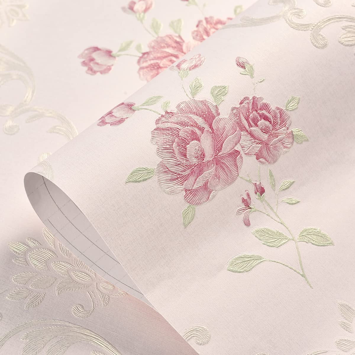 Light Pink Vintage Floral Wallpaper