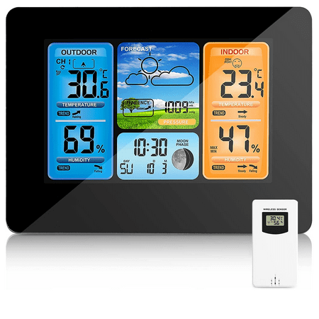 FanShow Wireless Weather Station Digital Color Forecast Weather Station with Alert and ...