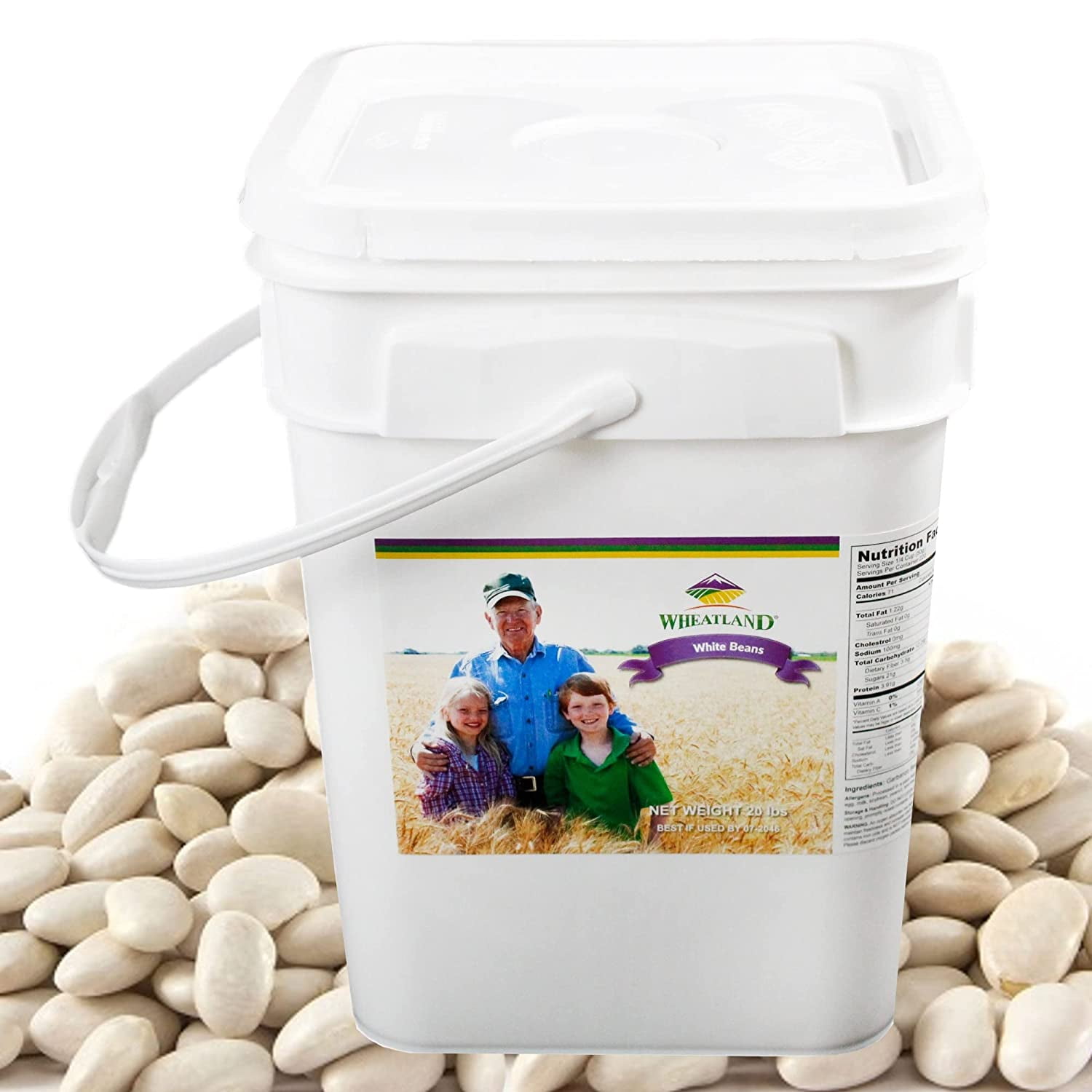 Wheatland Non-GMO, Fresh Raw Navy White Beans, 20lb Bucket, 25 Yr Shelf ...