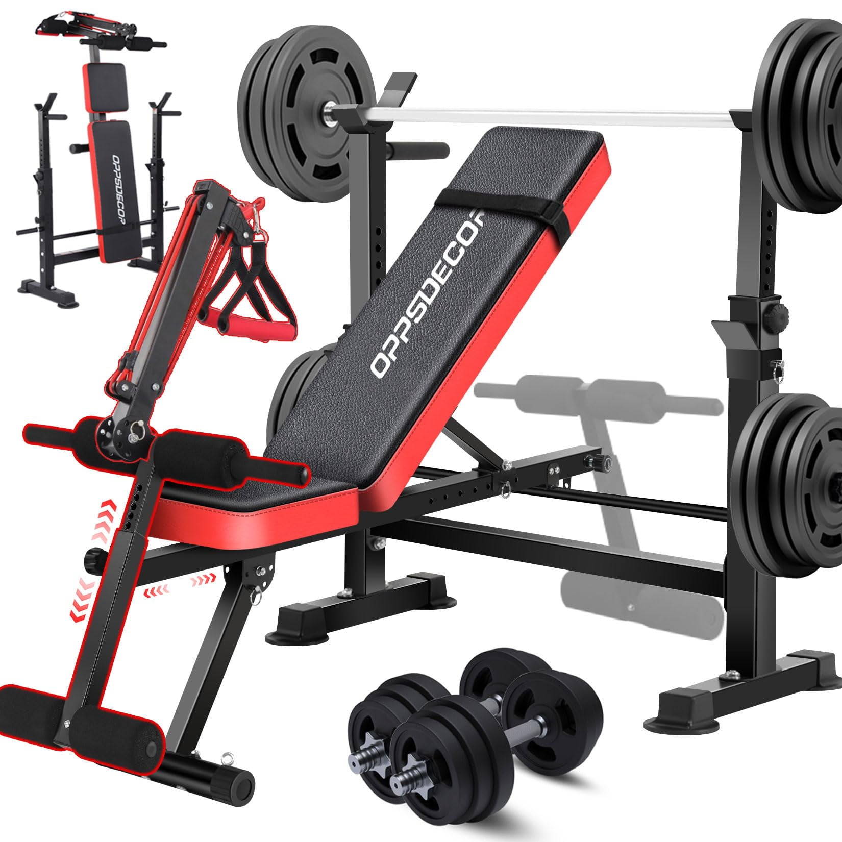 Click here for Oppsdecor 6 In 1 Weight Bench Set With Squat Rack... prices